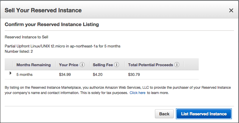 Amazon EC2リザーブドインスタンスマーケットプレイスでRIを出品して販売する | DevelopersIO