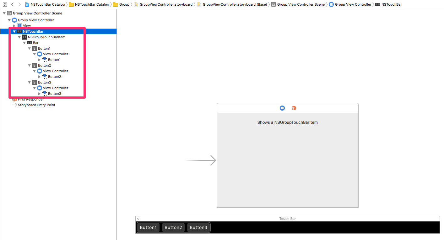 [Xcode 8.1] サンプルコードからTouchBarのAPIを理解する#3 NSTouchBar CatalogのSegmented ControlとGroupの構造 ...