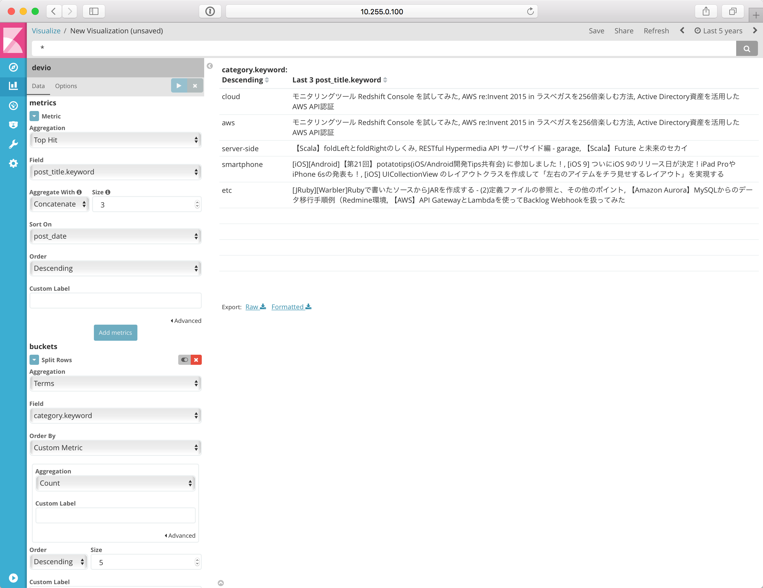 Kibana の Top hits Aggregation の可視化、Timepicker を試してみた | DevelopersIO