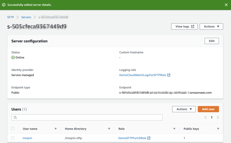 AWS Transfer for SFTPを使ってOpenSSHでS3へファイル転送してみる | DevelopersIO