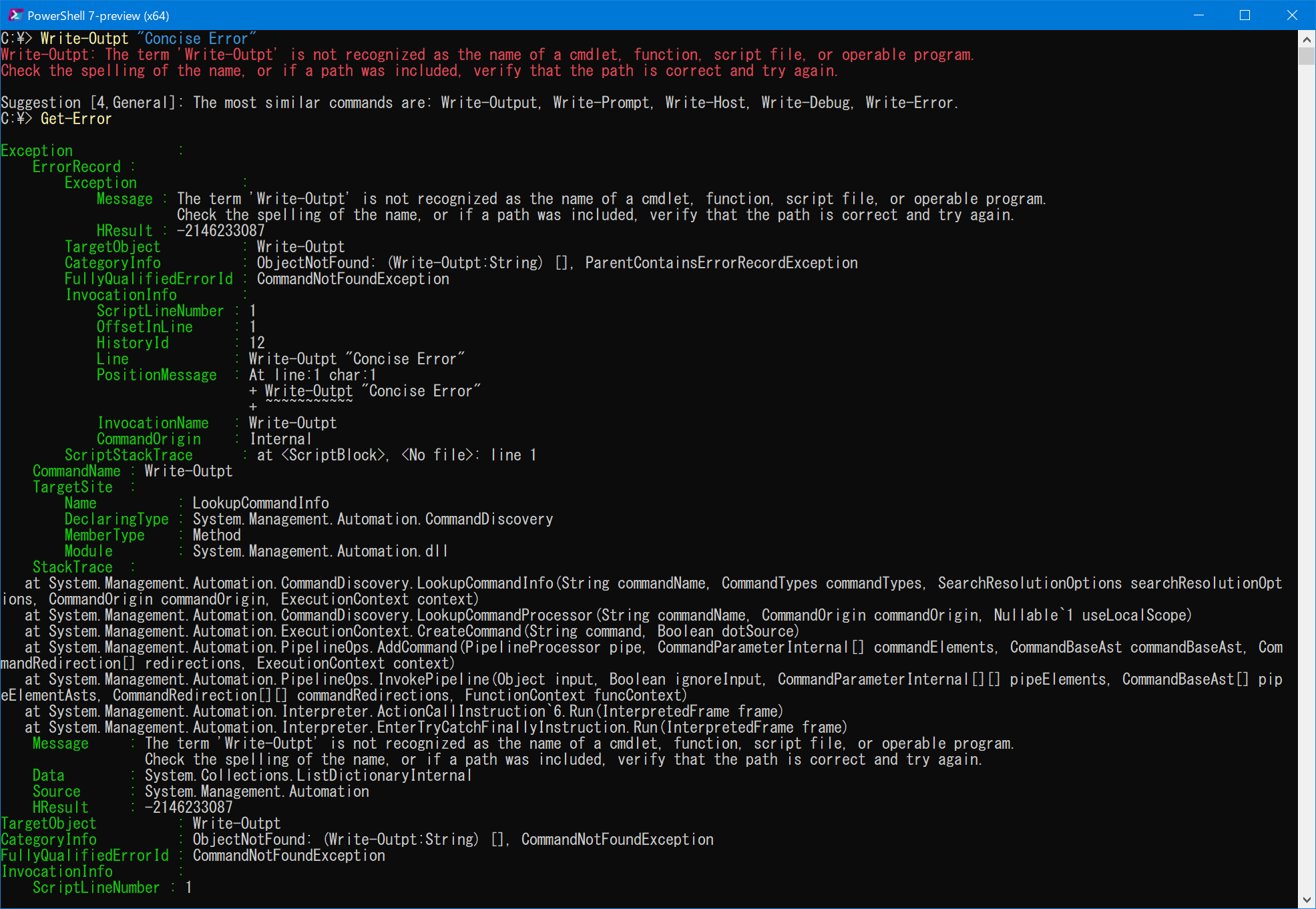 PowerShell 7 からエラーの表示が簡素化されます | DevelopersIO