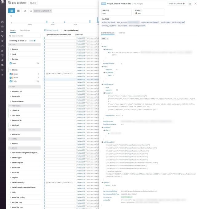 AWS WAFのBlockとCountログを抽出するパイプラインをFirehoseとLambdaで組んでみた | DevelopersIO