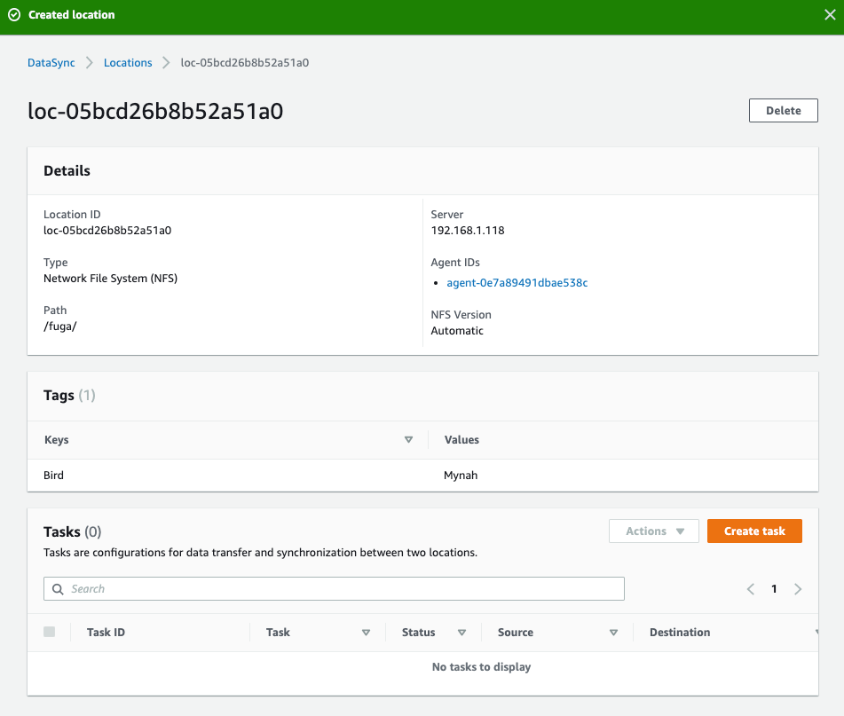 AWS DataSync のロケーションをロケーションタイプ S3 と EFS と NFS で作成してみた | DevelopersIO