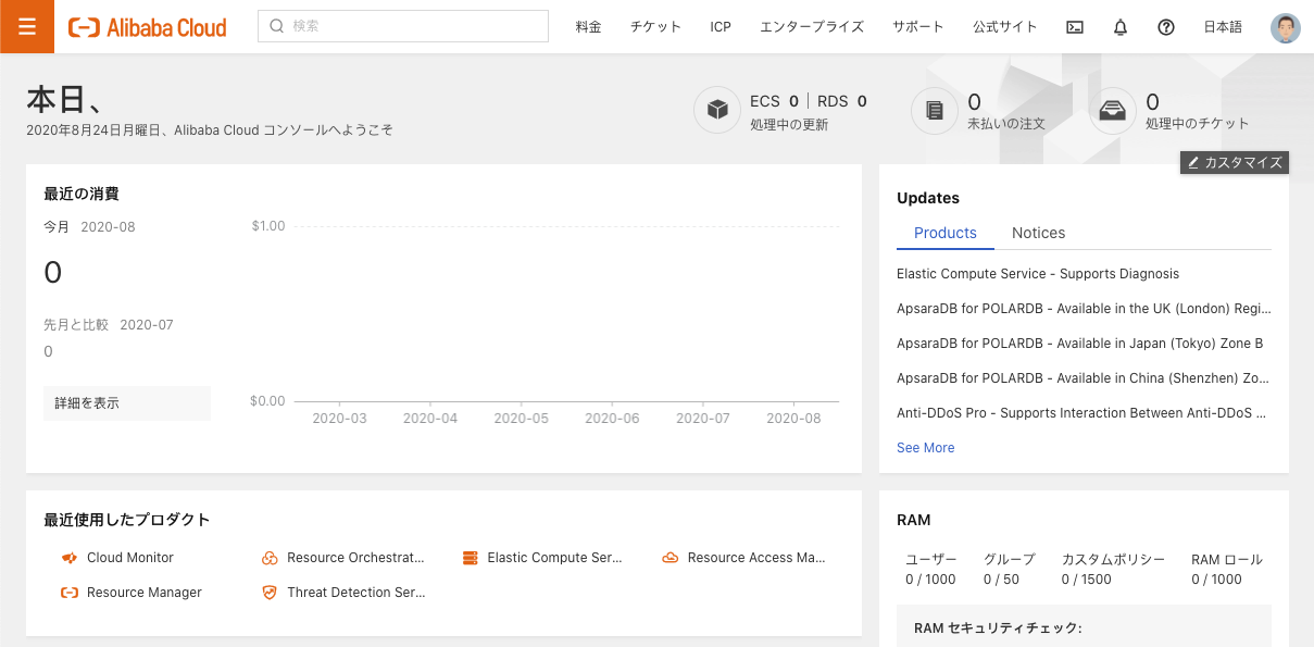 Alibaba Cloud のコンソールをのぞいてみた | DevelopersIO