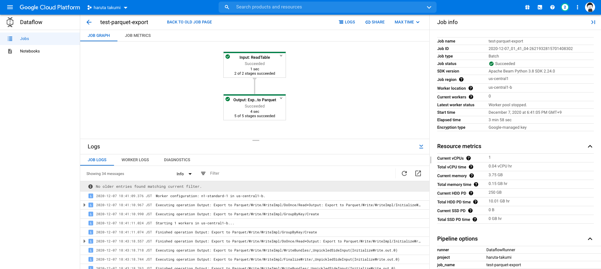 BigQueryのテーブルをParquet出力する（Python / Apache Beam / Dataflow） | DevelopersIO