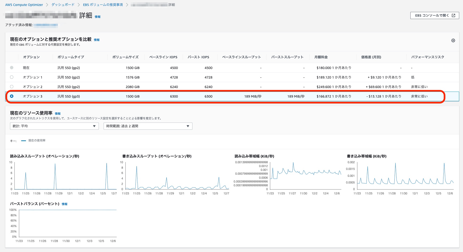 AWS Compute OptimizerがEBSボリュームをサポート、GP3やIO2の性能設定と費用試算が可能になりました | DevelopersIO