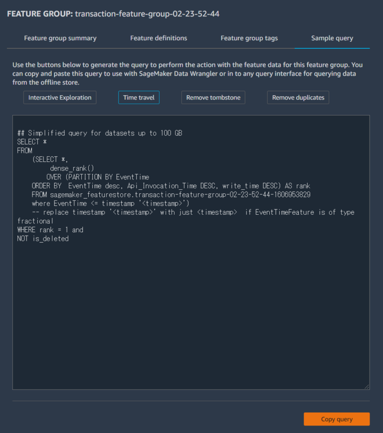 Amazon SageMaker Feature StoreのExampleを実行してみた | DevelopersIO