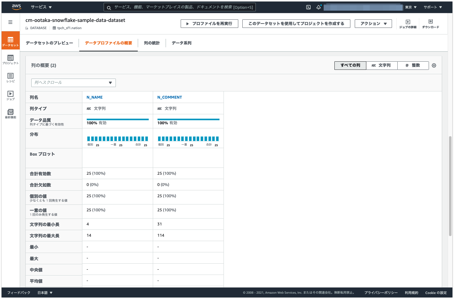 AWS Glue DataBrewでSnowflakeのテーブルデータをプロファイリングしてみる | DevelopersIO