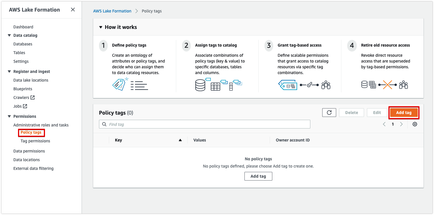 AWS Lake FormationでTBAC(Tag-Based Access Control)を利用して権限制御をしてみた ...