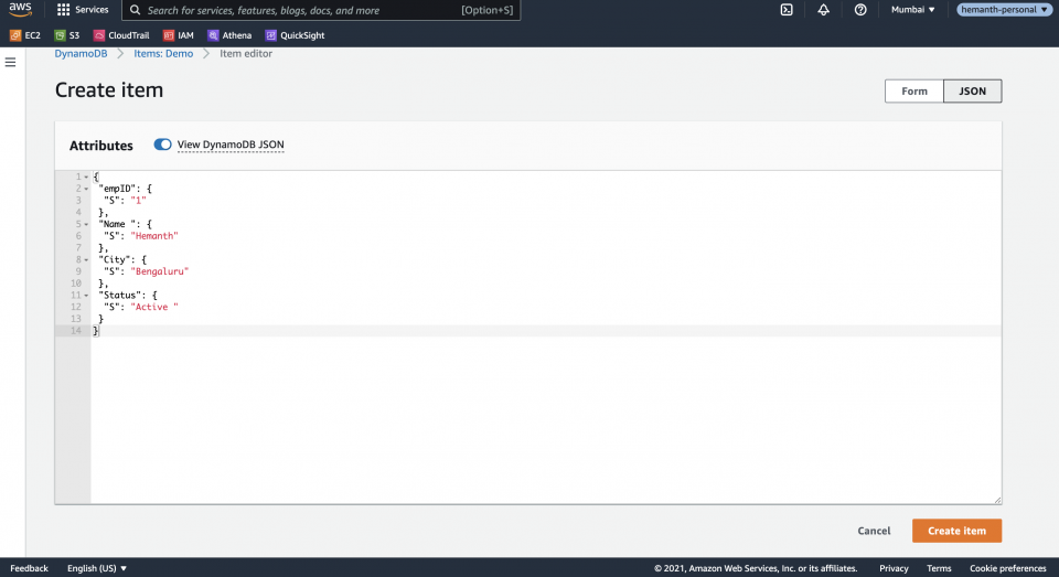 Creating Json Formatted Data File Using Dynamodb And Vi Editor Developersio