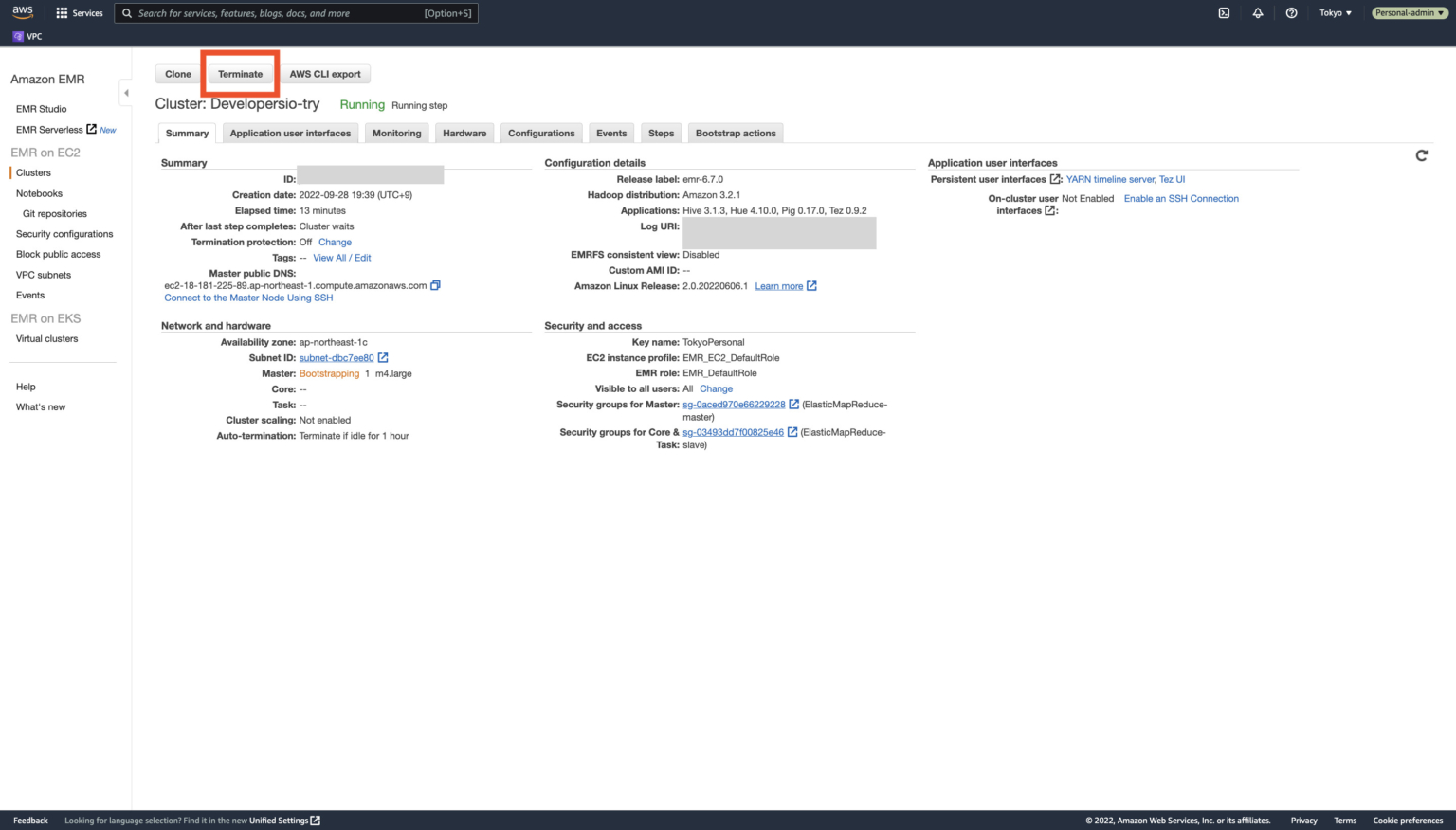 I tried Creating Amazon EMR Cluster | DevelopersIO