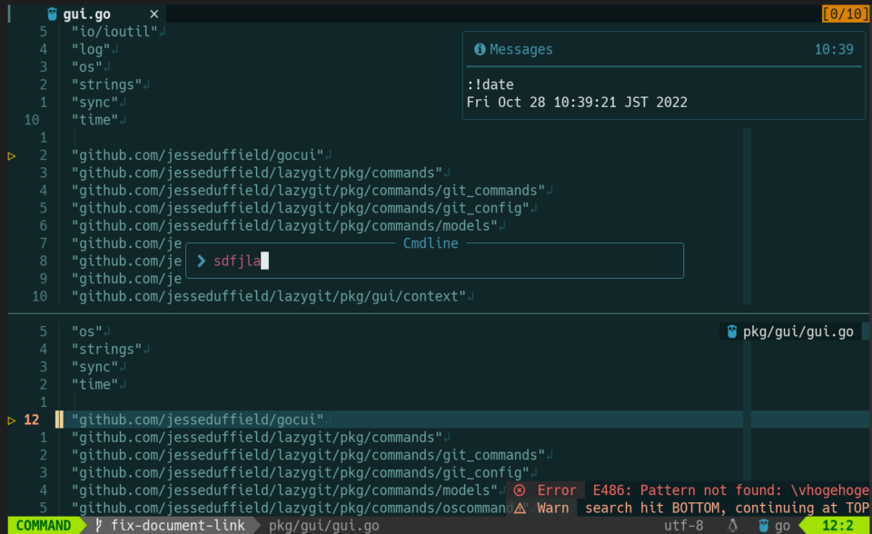 Neovimのコマンドラインや通知がリッチになるnoice.nvim使ってみた | DevelopersIO