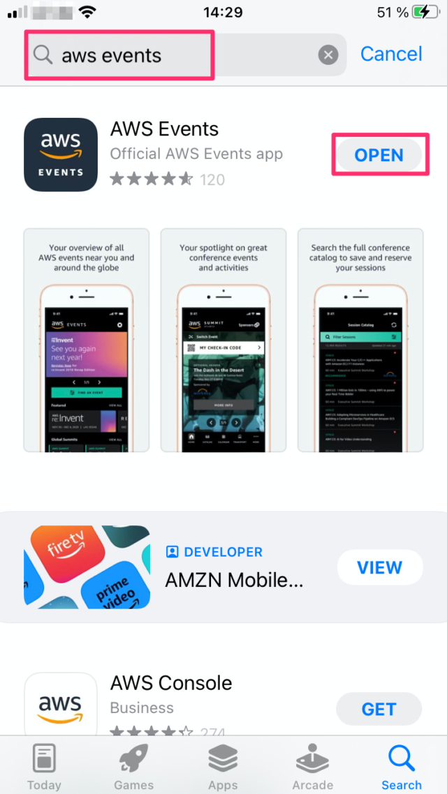 AWS re:Invent 2022 AWS Events アプリをインストールしました #reinvent | DevelopersIO
