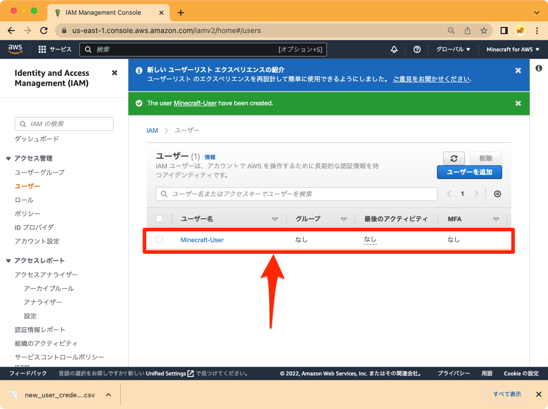 【#Minecraft for AWS】IAMユーザーを作成してみた | DevelopersIO