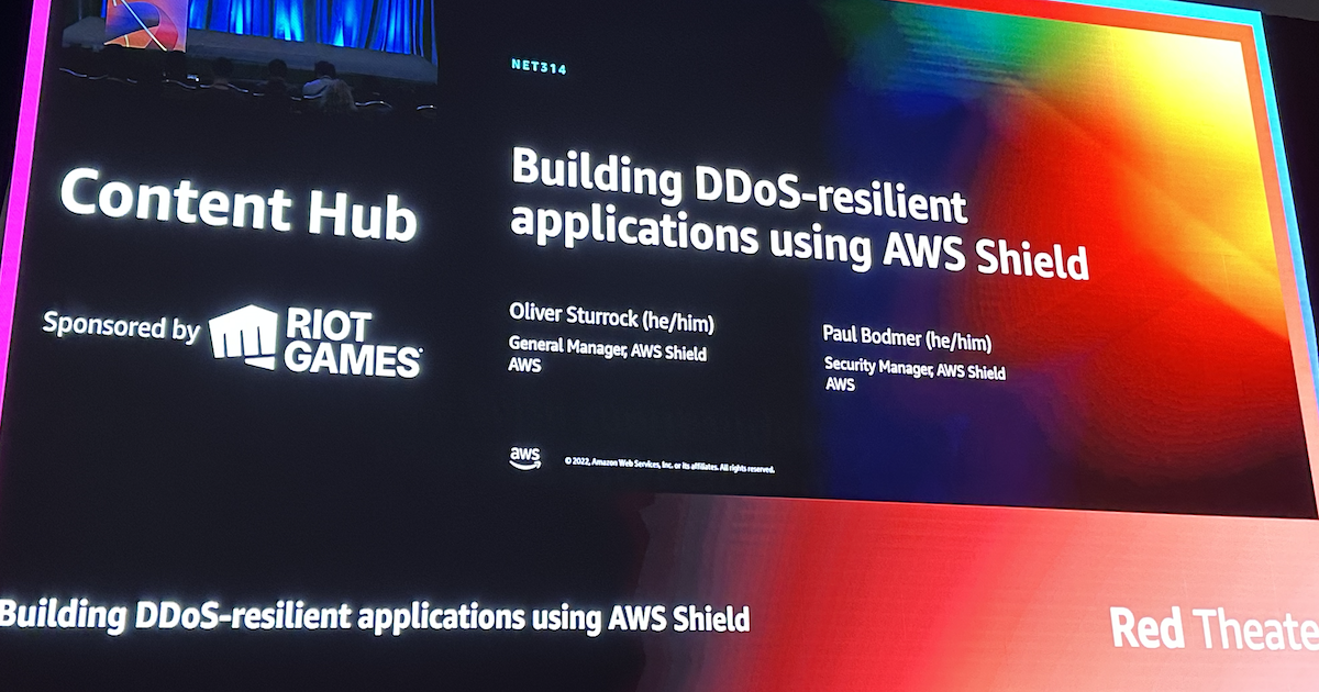 [レポート] Building DDoS-resilient applications using AWS Shield #reinvent #NET314-OF | DevelopersIO
