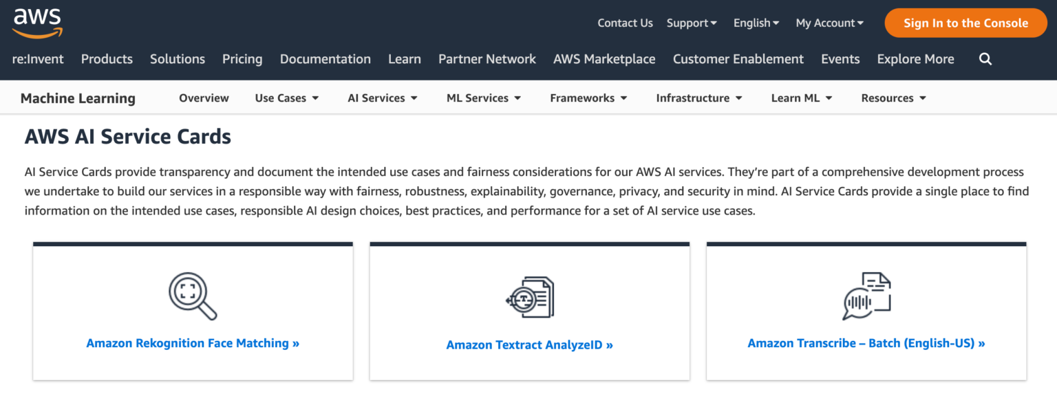 AWSのAI系サービスの理解を深めるためのドキュメント、AWS AI Service Cardsがリリースされました #reinvent | DevelopersIO
