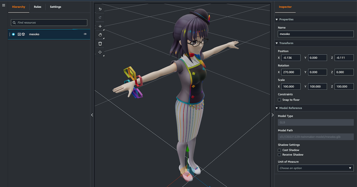 AWS IoT TwinMakerにめそ子をインポートしてみた（BlenderによるFBXからGBL形式へのデータ変換） | DevelopersIO