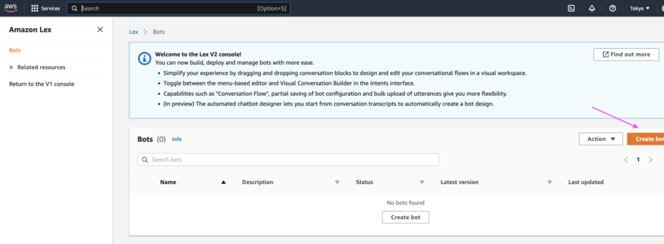 I automated chatbot designer in Amazon Lex | DevelopersIO