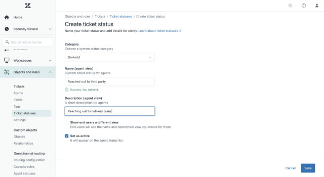 How to Create Additional New Status in Zendesk | DevelopersIO