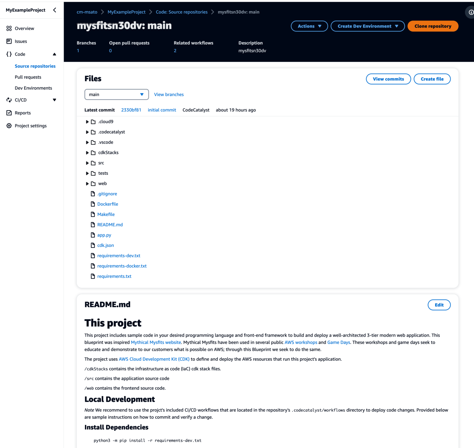 Amazon CodeCatalyst プロジェクトを作成してみる | DevelopersIO