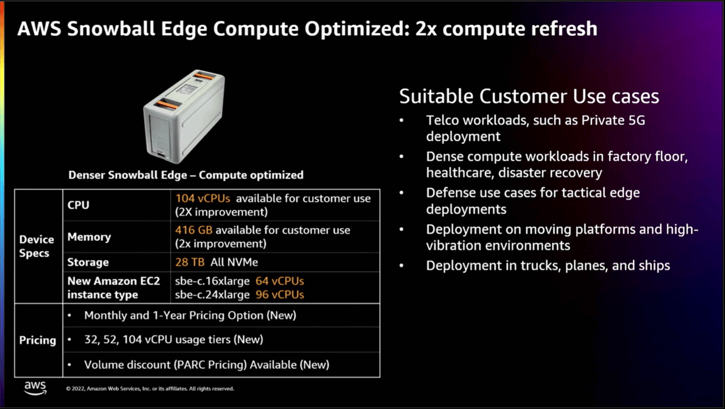 [レポート] AWS Snow Family: Bringing AWS to rugged, mobile & disconnected edge #HYB205 #reinvent ...