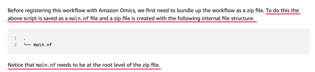Amazon Omics Workflows ZIP 圧縮したワークフロー定義ファイルのディレクトリ構成を誤った場合のエラーの出力例 | DevelopersIO