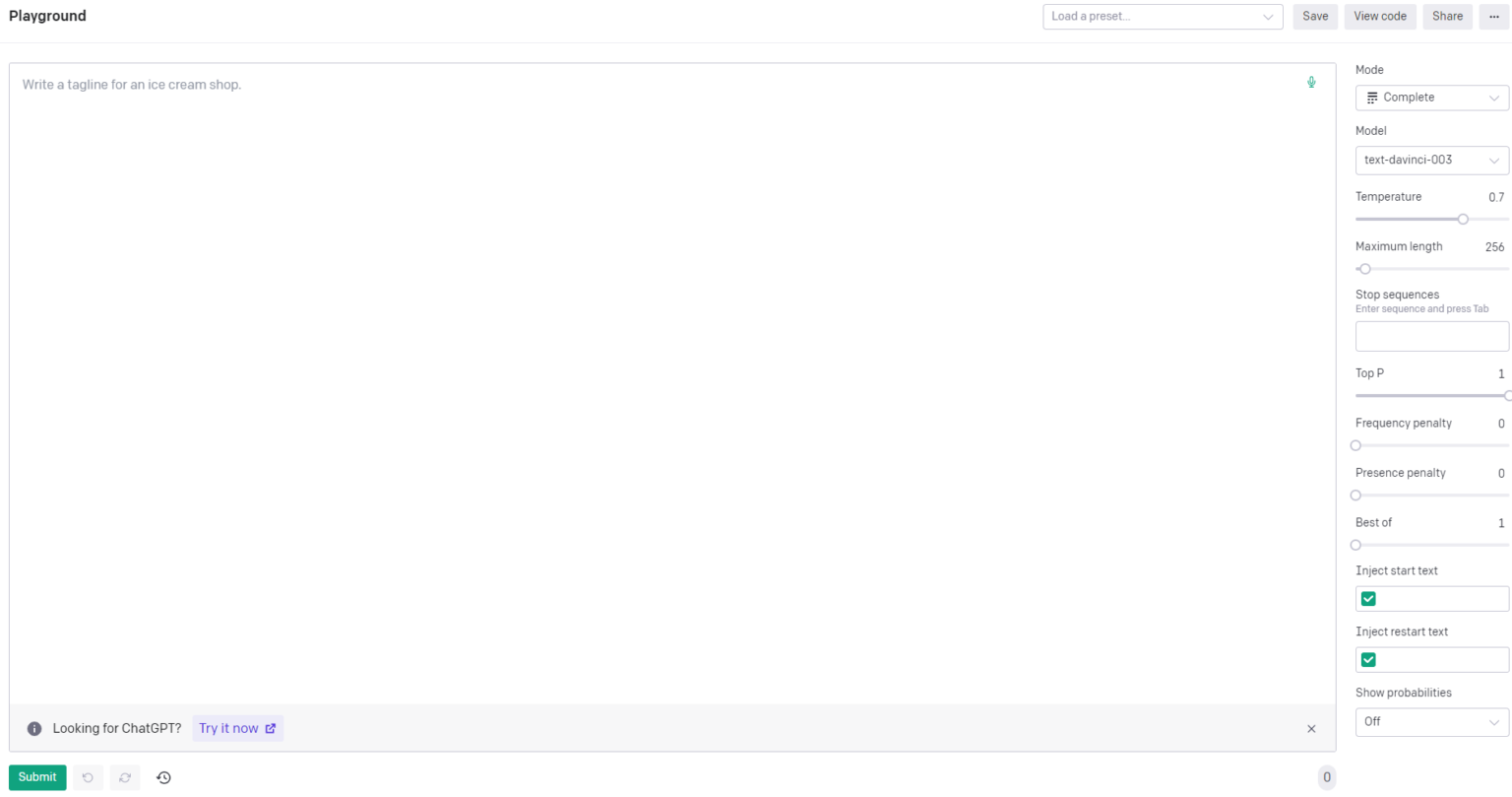 OpenAI Playground を試してみた | DevelopersIO