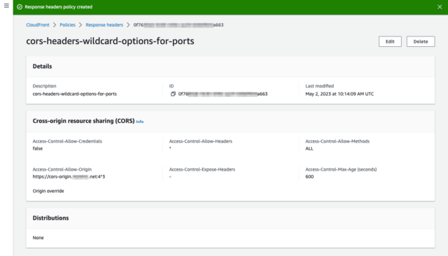[update] Amazon CloudFrontでCORS access-control headersにワイルドカードを使ったポート指定ができるようになっていました ...
