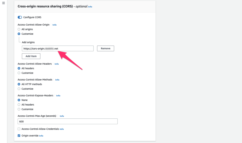 [update] Amazon CloudFrontでCORS access-control headersにワイルドカードを使ったポート指定ができるようになっていました ...