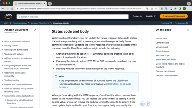 [update] CloudFront FunctionsでViewer ResponseのHTTPステータスコードとレスポンスbodyが変更できるようになっていました！ | DevelopersIO