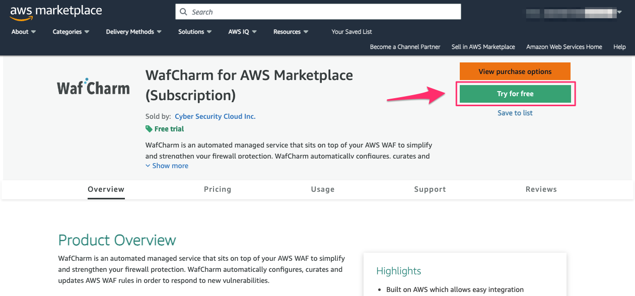 従量課金タイプ WafCharm for AWS Marketplace が提供開始されたため導入を試してみた | DevelopersIO